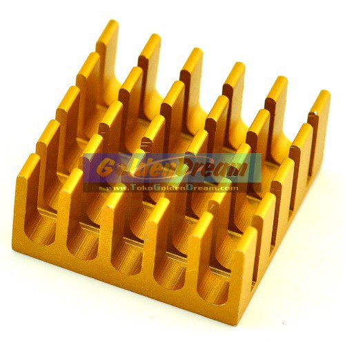 Jual Aluminum Heat Sink Radiator Cooling Block 22x22x10mm Kuning ...