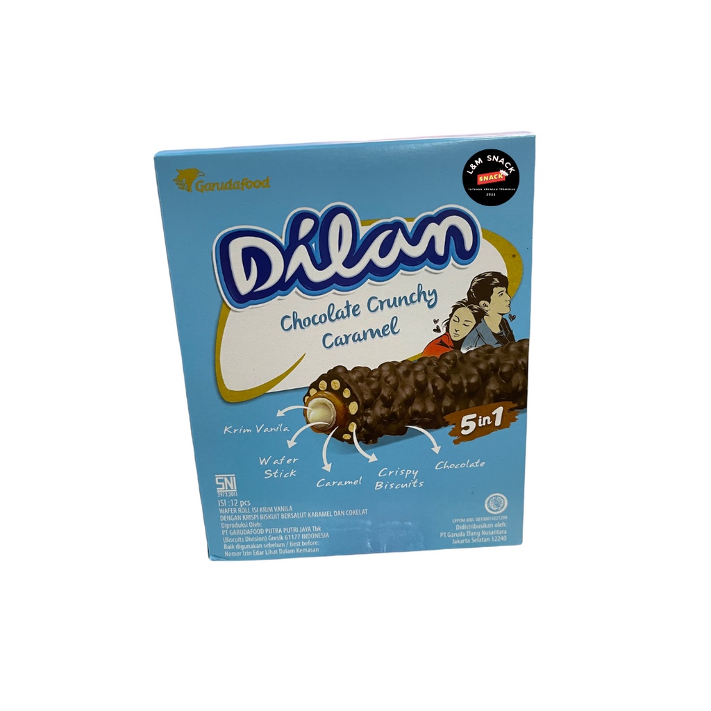 Jual Dilan Chocolate Crunchy Caramel Wafer Rolls 1 Pack Isi 12 Pcs ...