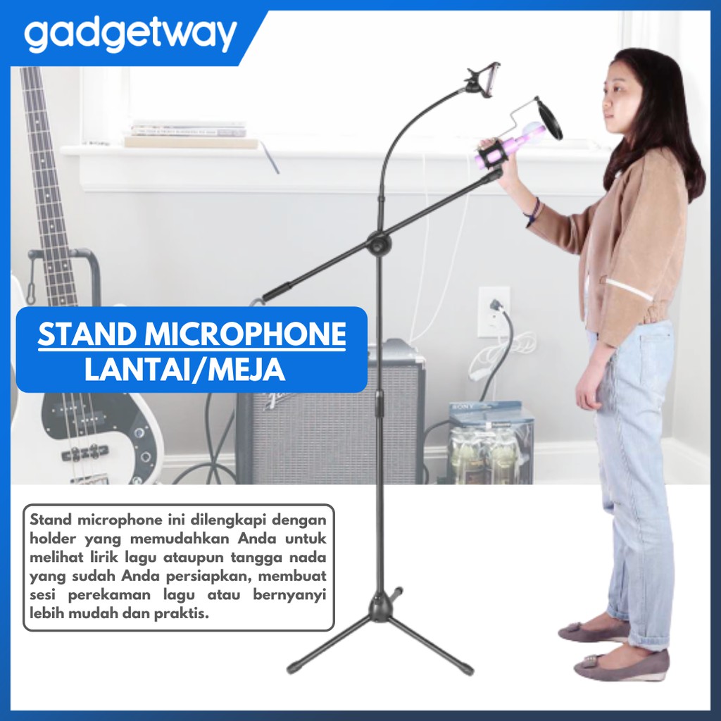 Jual Tripod Stand Mic Recording Karaoke Cover Lagu Professional Lantai ...