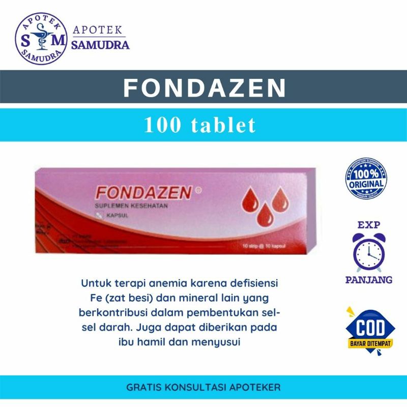 Jual FONDAZEN 100'S IFARS Kaplet / FOLIC ACID / VITAMIN IBU HAMIL - BOX ...