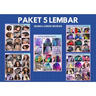Jual paket 5 lembar poster warna rambut terbaru / poster salon rambut ...