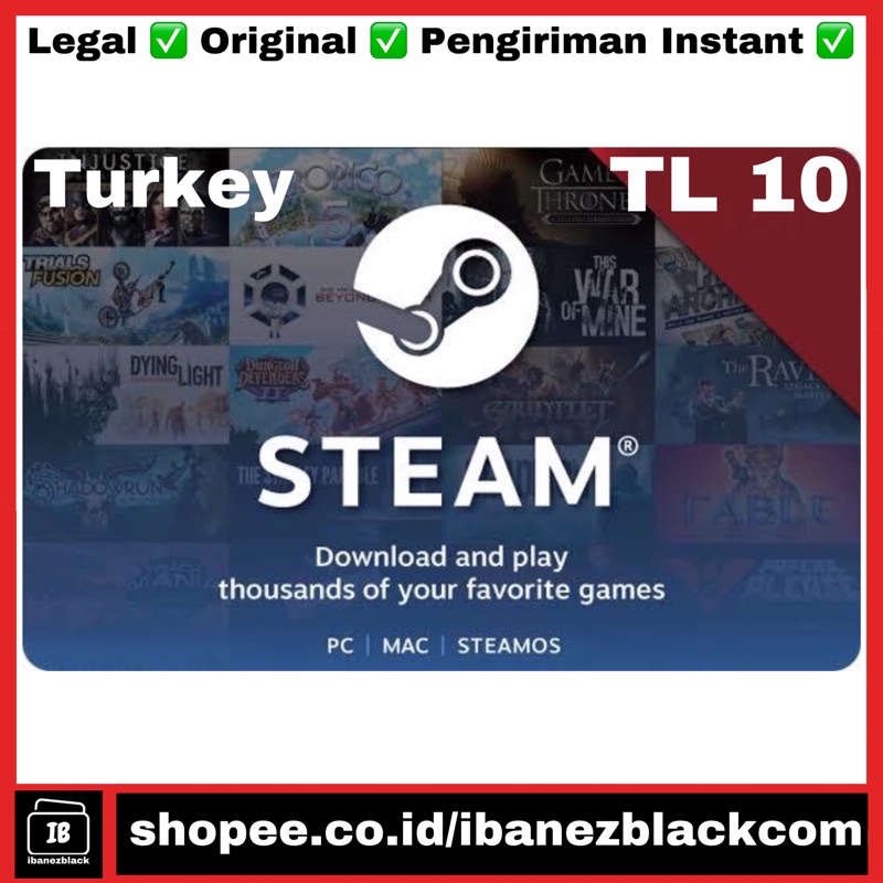 Jual Steam Wallet Code Turkey TL 10 Gift Card Digital Code | Shopee ...