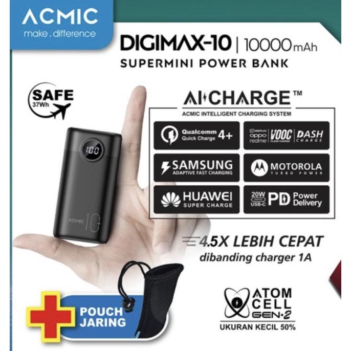 Jual Acmic Digimax 10 Supermini Powerbank 10000Mah - No Kabel | Shopee Indonesia
