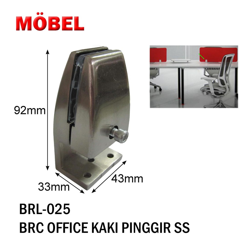 Jual Bracket Partisi Office SS Penjepit Kaca Kayu Stand Pinggir Sekat ...