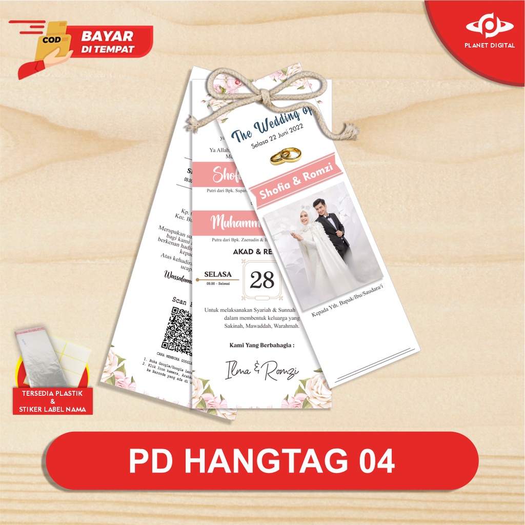 Jual Undangan Pernikahan Gantung Tali Rami Model PD Hangtag 04 Viral ...