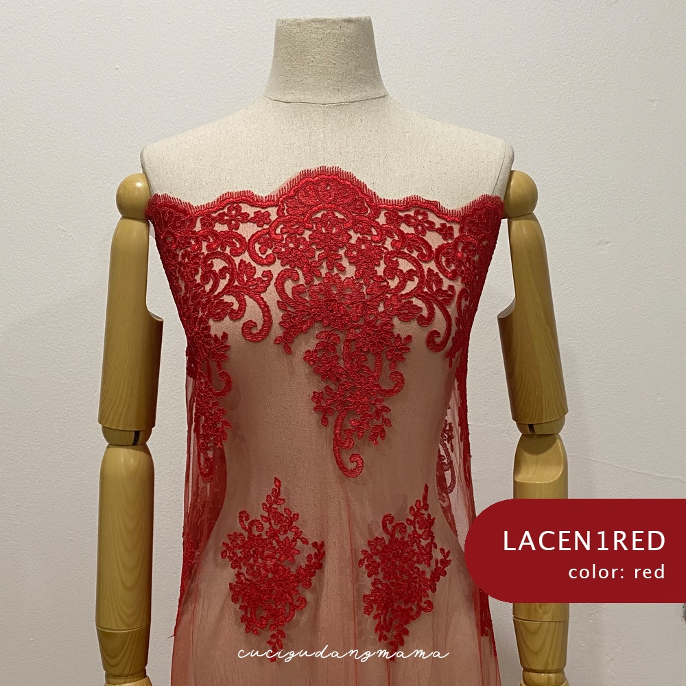 Jual Kain Brokat / Warna Merah Red / Lace / Brukat / Kain Kebaya ...