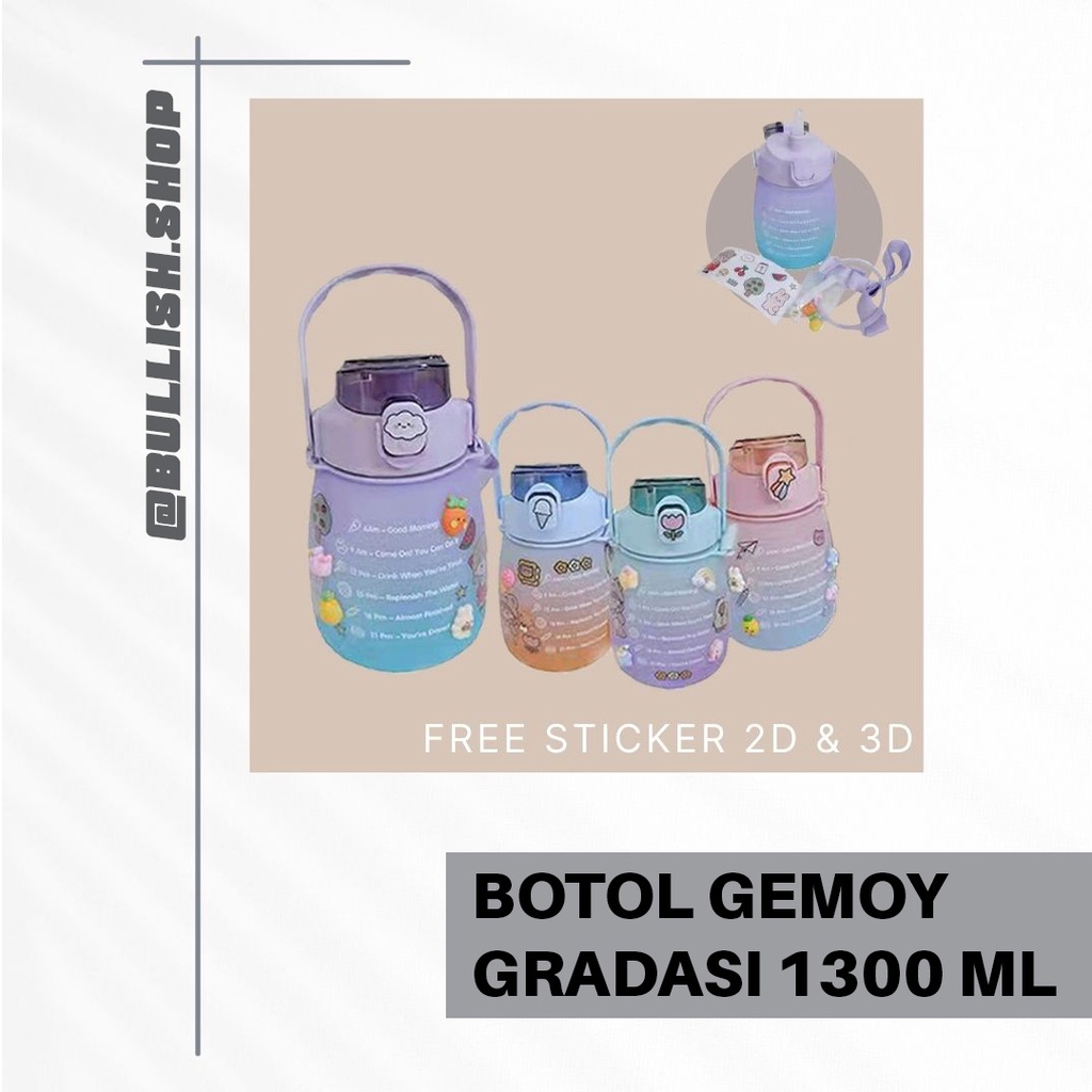 Jual Botol Gemoy Botol minum viral Botol pelangi motivasi Botol Korea ...