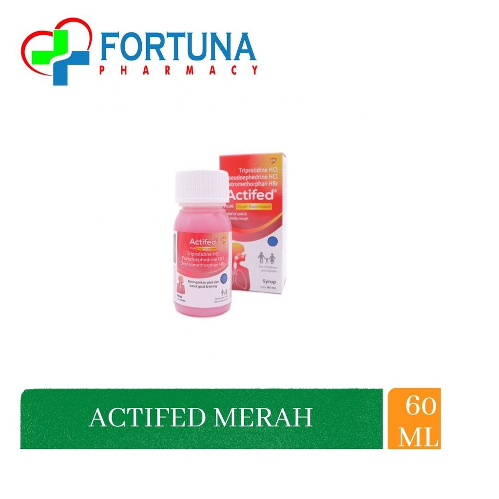 Jual ACTIFED MERAH PLUS COUGH SUPPRESSANT (PILEK & BATUK KERING) SYR 60 ...