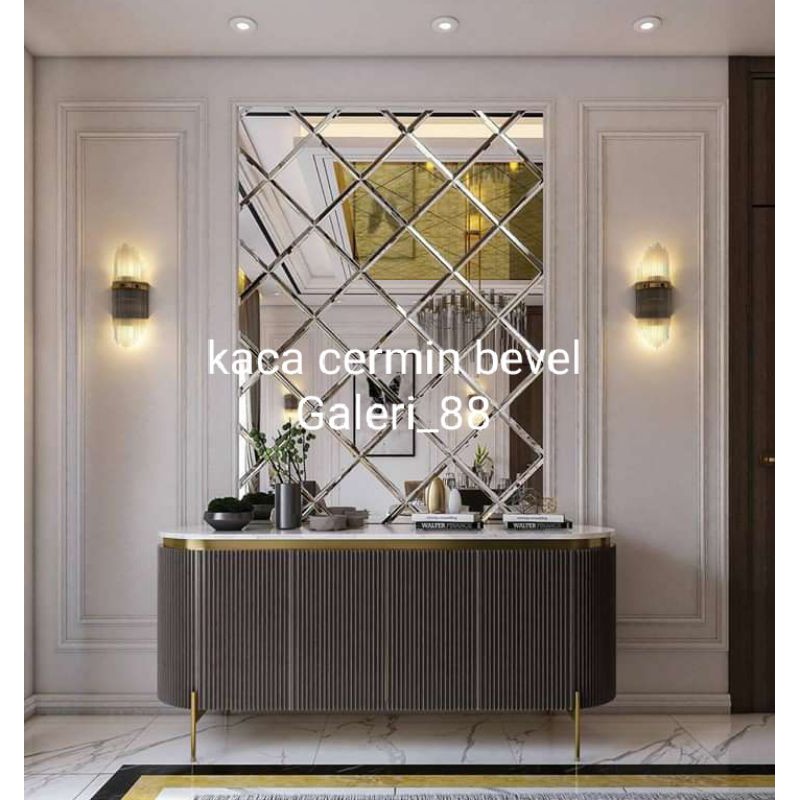 Jual kaca cermin bevel dekorasi dinding ukuran 90×150cm tebal kaca 5mm ...
