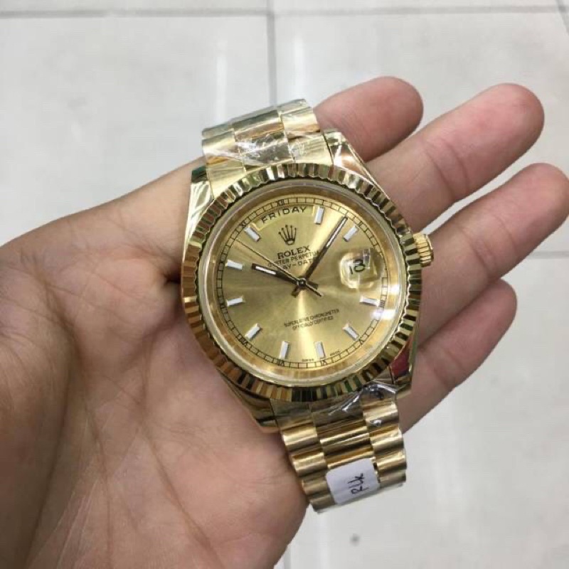 Jual Jam Tangan Rolex Pria/Cowok Day-Date Stainless Full Gold Premium ...