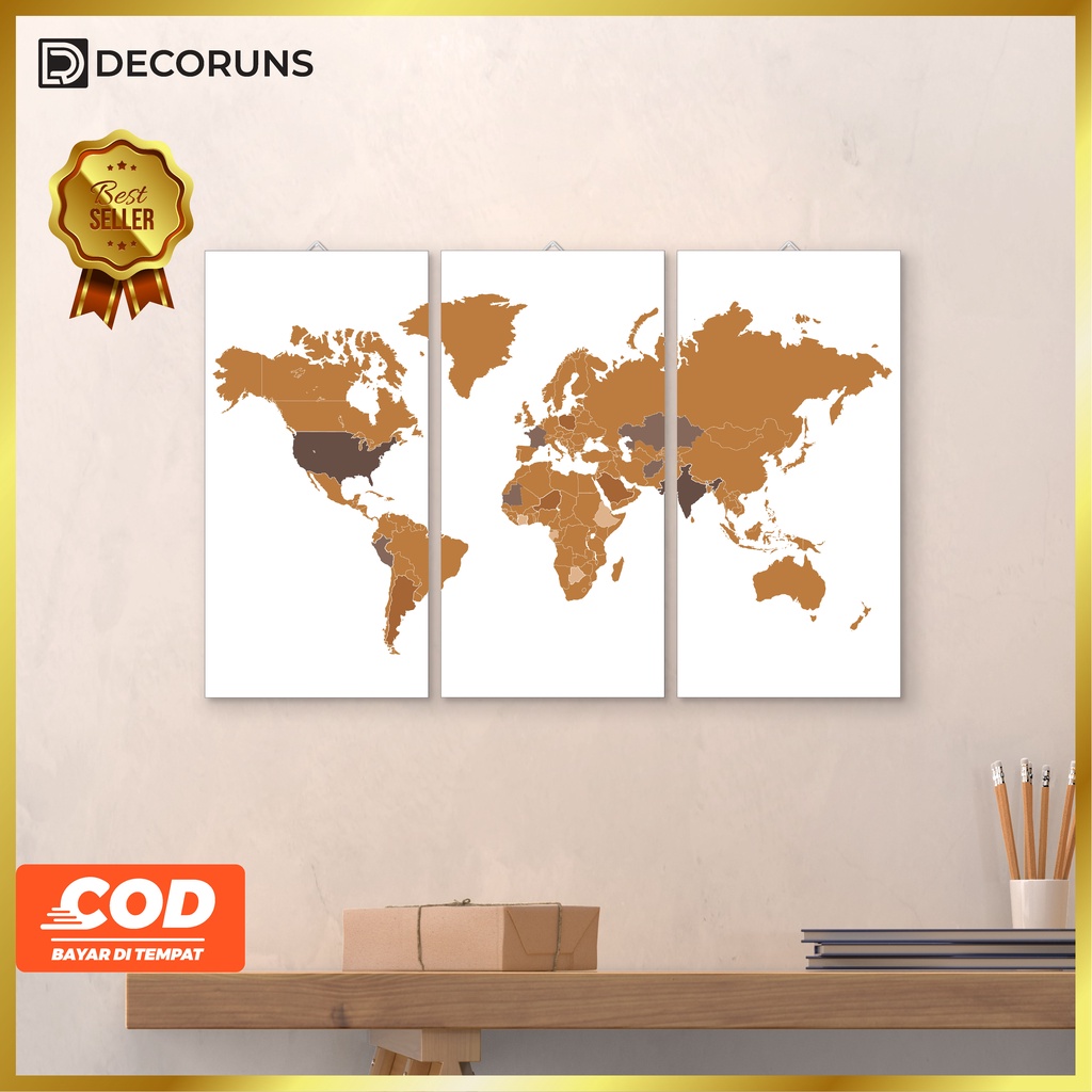 Jual Decoruns 3 pcs Hiasan Dinding Kamar Dekorasi Rumah Pajangan Peta ...