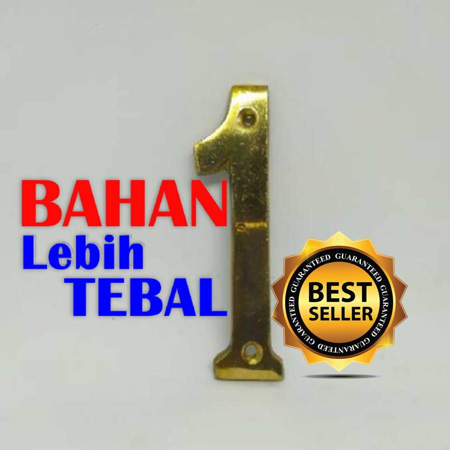 Jual [BAHAN TEBAL] Angka 1 Huruf Nomer Rumah Kuningan Tinggi 10 Cm ...