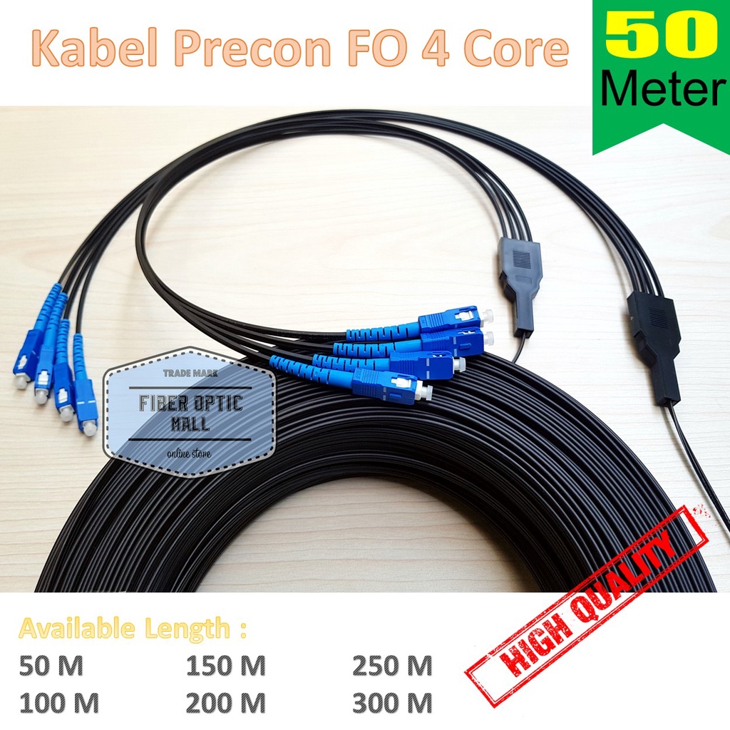 Jual KABEL PRECON 4 CORE 50 meter Dropcore FO Fiber Optik Siap Pakai | Shopee Indonesia