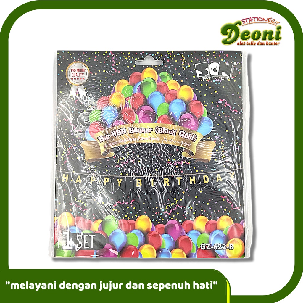 Jual SON Big HBD Banner Bendera Ultah Besar ( Black Gold) | Shopee ...