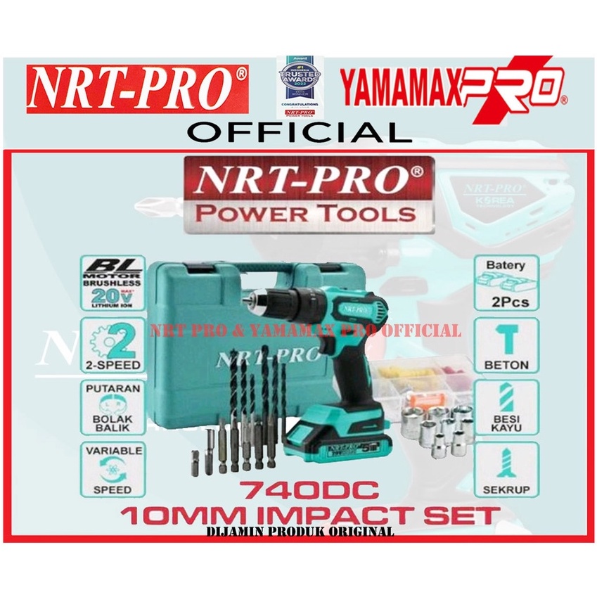 Jual MESIN BOR CORDLESS NRT PRO 740DC BRUSHLESS / BOR BATERAI NRT PRO ...