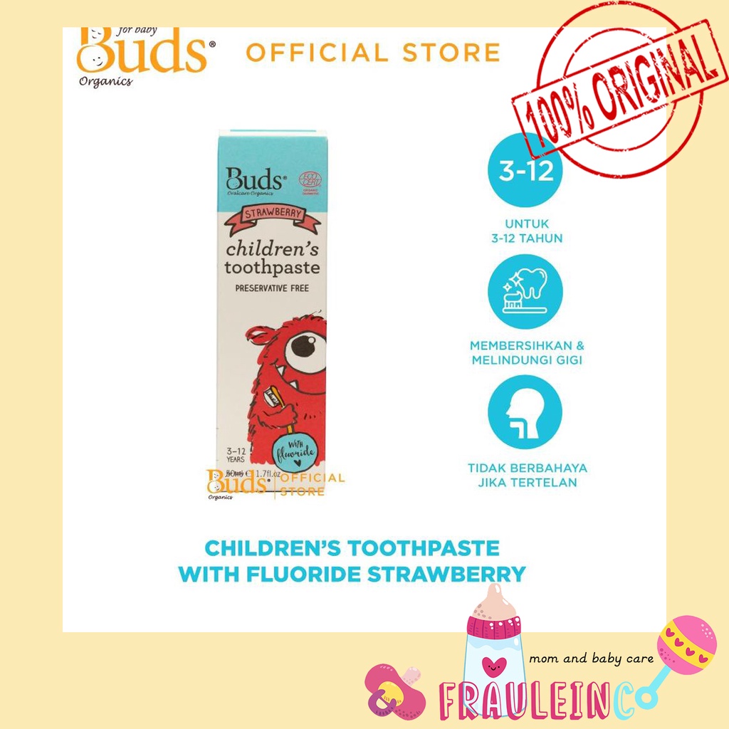 Jual Buds Organics BOO - Toothpaste With Fluoride Strawberry 50ml ...