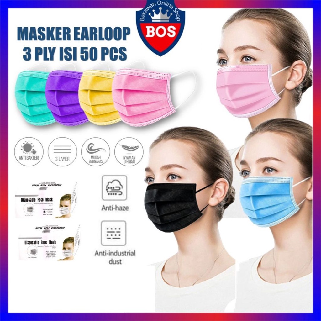 Jual Market1688 Masker Disposable 3 Layer Mask Isi 50 Pcs Box Masker ...