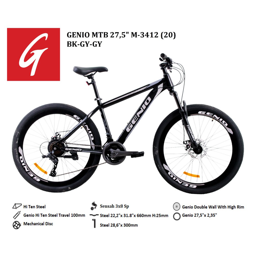 Jual SEPEDA GUNUNG MTB 27,5 GENIO M-3412 (20) 3X8 SPEED BY UNITED GRAB GOJEK INSTAN | Shopee ...