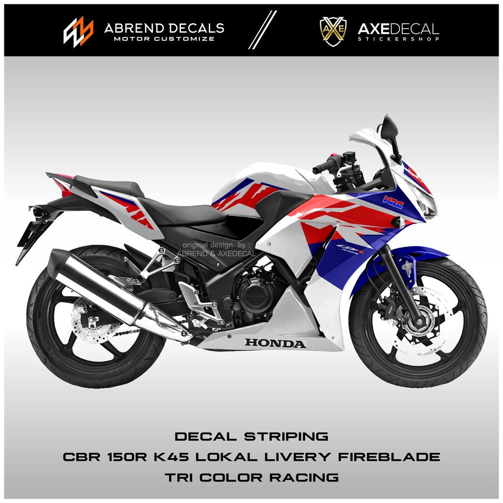 Jual DECAL STRIPING CBR 150R K45 LOKAL LIVERY FIREBLADE TRI COLOR / STIKER MOTOR HONDA CBR ...