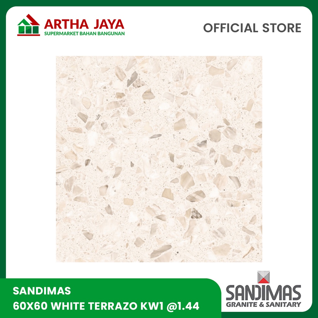 Jual Sandimas Granit Lantai 60x60 White Terazzo KW1 @1.44m2 (Floor Tile ...