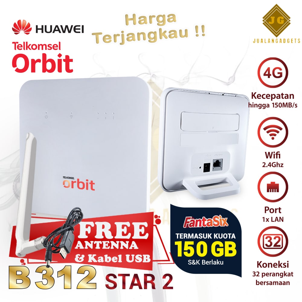 Jual Telkomsel Orbit Star 2 Huawei Home Router B312 4G LTE 150GB Tsel ...