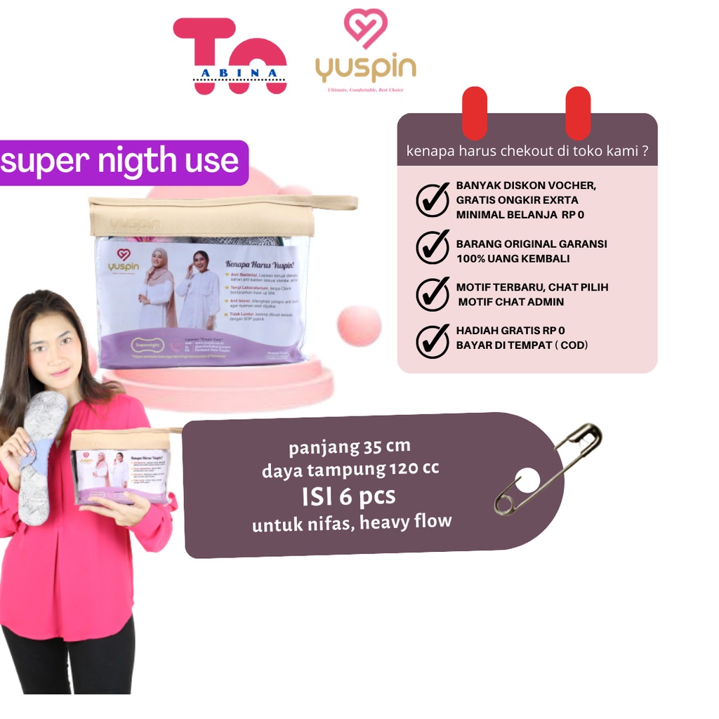 Jual YUSPIN SUPER NIGTH USE- PEMBALUT KAIN YUSPIN ANTI BACTERIAL SILVER ...
