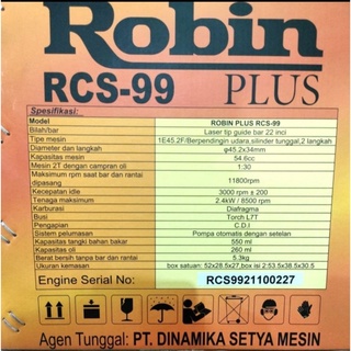 Jual RCS 99 ROBIN PLUS CHAINSAW 54, 6 CC BAR 22 inchi BAJA MESIN MEREK ...