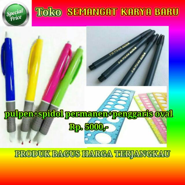 Jual Pulpen + Spidol Faster Kecil Permanen + Penggaris Oval | Shopee ...