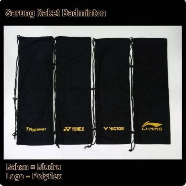Jual Sarung Raket logo gold Tas Raket Badminton Murah free inisial ...