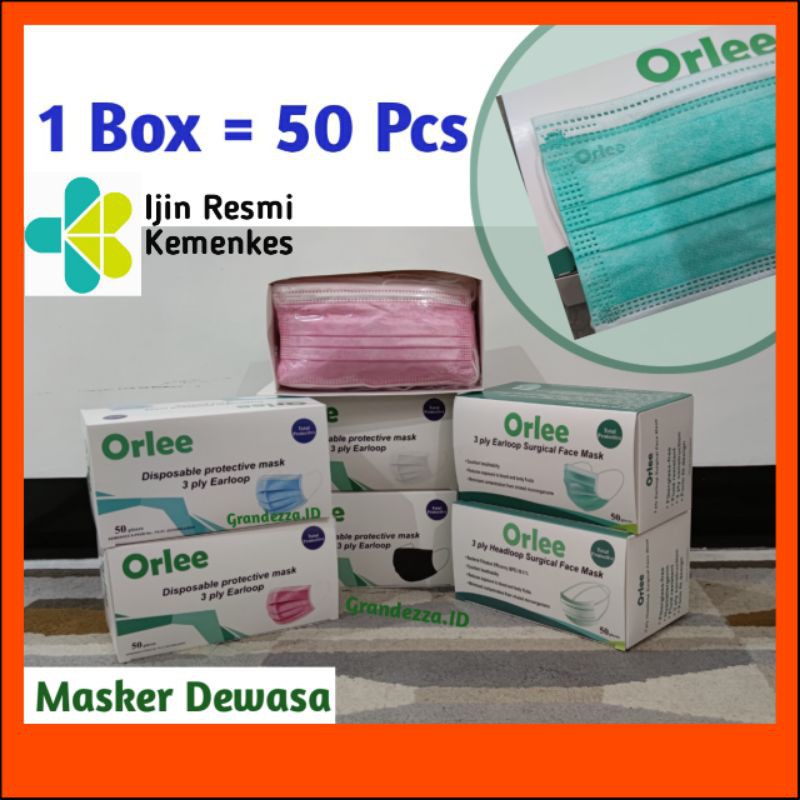 Masker ORLEE Populer 3Ply 3 Ply Masker model Medis Hijab Headloop ...