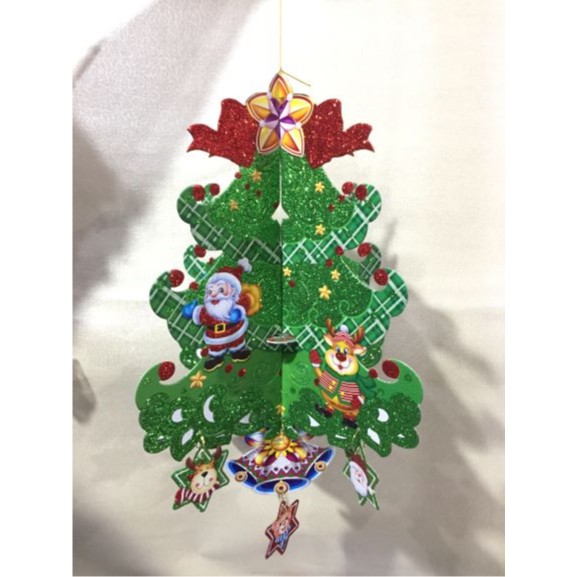 Jual Lampion Natal / Gantungan Natal Karton 3D Santa 4 Sisi Putar ...