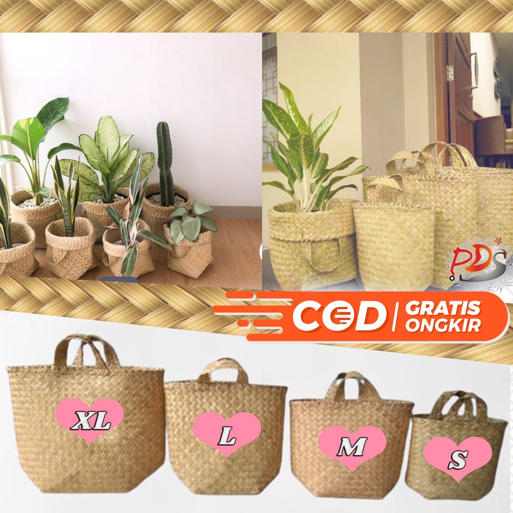 Jual COVER POT ANYAMAN PURUN / HAMPERS / TAS PURUN / BAKUL PURUN / TAS PURUN / KERAJINAN TANGAN ...
