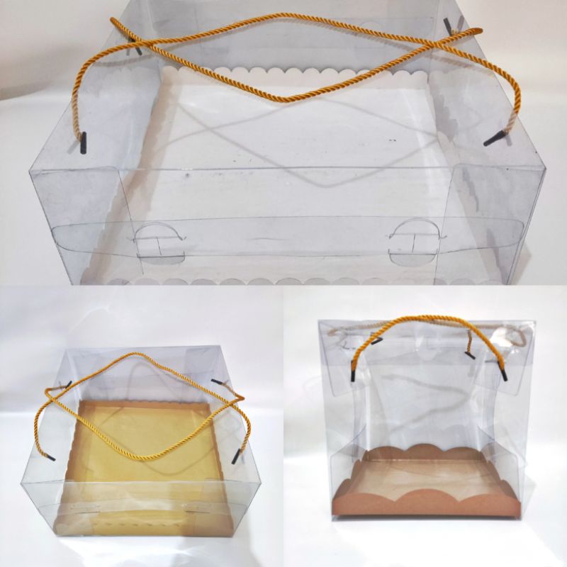 Jual Cake atau Gift Box Kotak Transparan Mika Bening Tali Emas alas ...