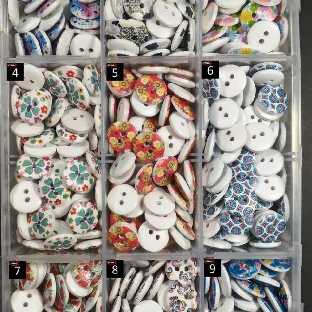 Kancing hias kayu motif bunga ukuran 13mm per lusin | Shopee Indonesia