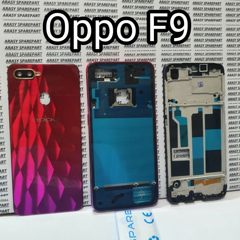 Jual Cessing hausing fullset Oppo F9 Backdoor / Tulang bezzel tutup mesin / Frame tulang tengah ...