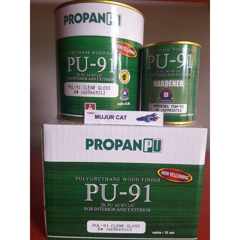 Jual Cat propan pu 91 pul 91 2k pu acrylic set 1ltr | Shopee Indonesia