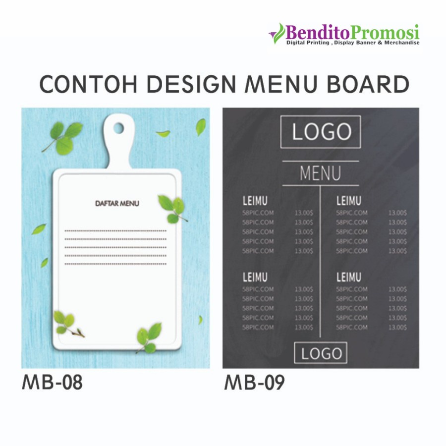 Jual Cetak Menu Board, Papan Daftar Harga Menu - Bendito Promosi ...