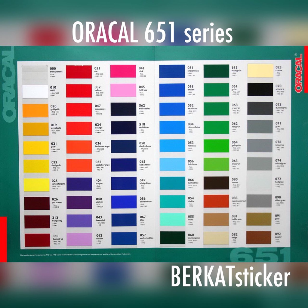 Jual Sticker ORACAL 651 series GLOSSY MATTE (126cmx50cm) stiker skotlet ...