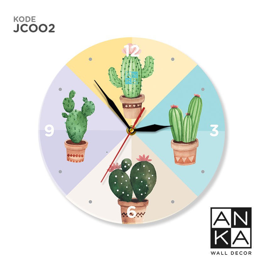 Jual Jam Dinding Kayu Scandinavian Motif Bunga Kaktus Lucu Jam Custom ...