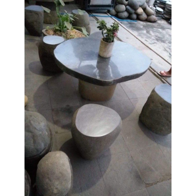 Jual Meja Taman Batu Alam dan 5 kursi | Shopee Indonesia