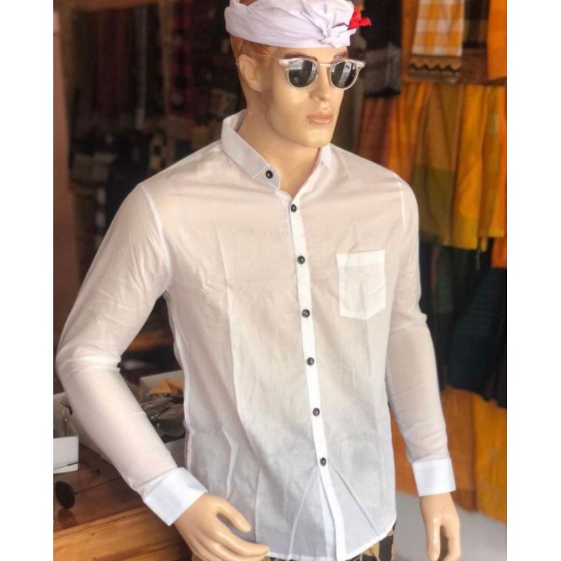 Jual KEMEJA PRIA POLOSAN LENGAN PANJANG KANCING HITAM | KEMEJA KATUN ...