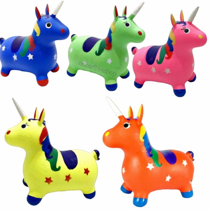 Jual PREMIUM Mainan kuda-kudaan unicorn anak, Mainan loncat kuda karet ...