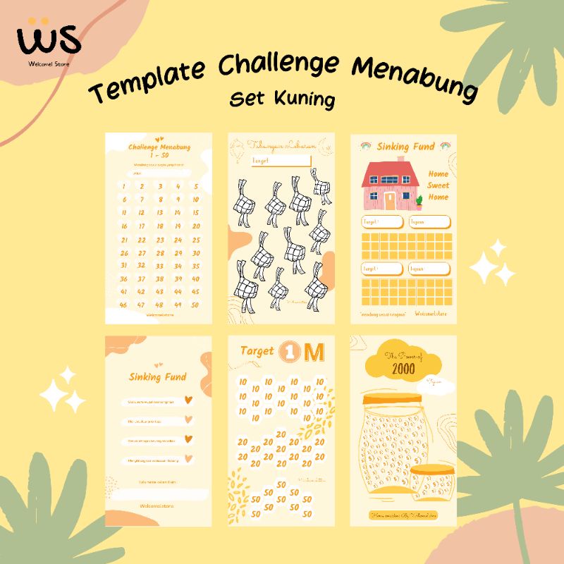 Jual KERTAS CHALLENGE MENABUNG / KERTAS BINDER TABUNGAN SET KUNING ...