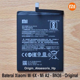 Jual Battery Batre Baterai Xiaomi Mi 6X Mi A2 BN36 BN 36 Original 100% ...