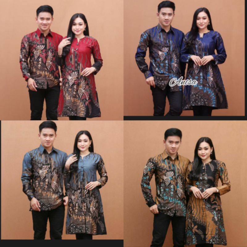 Jual Batik Couple Batik Couple Modern Baju Batik Couple Batik Tunik Couple Motif Manok Kembar ...