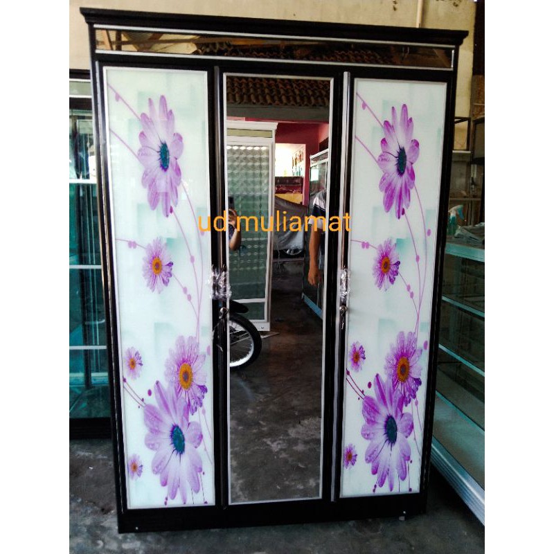 Jual lemari baju alumunium kaca printing Indonesia|Shopee Indonesia