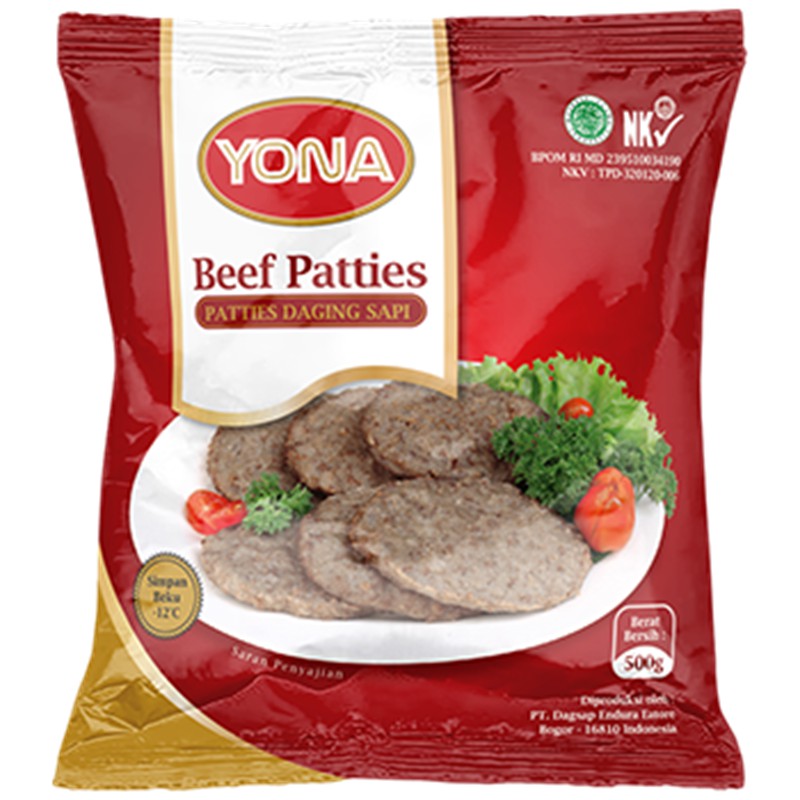 Jual YONA Patties Daging Sapi Beef Patties 500gr Isi 10 pcs Kemasan ...