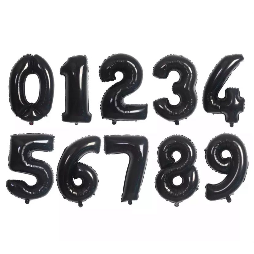 Jual Balon Angka Hitam 40cm | Shopee Indonesia