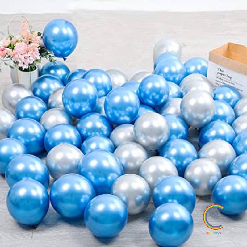 Jual Paket Set balon super metalik chrome Silver - Biru | Shopee Indonesia