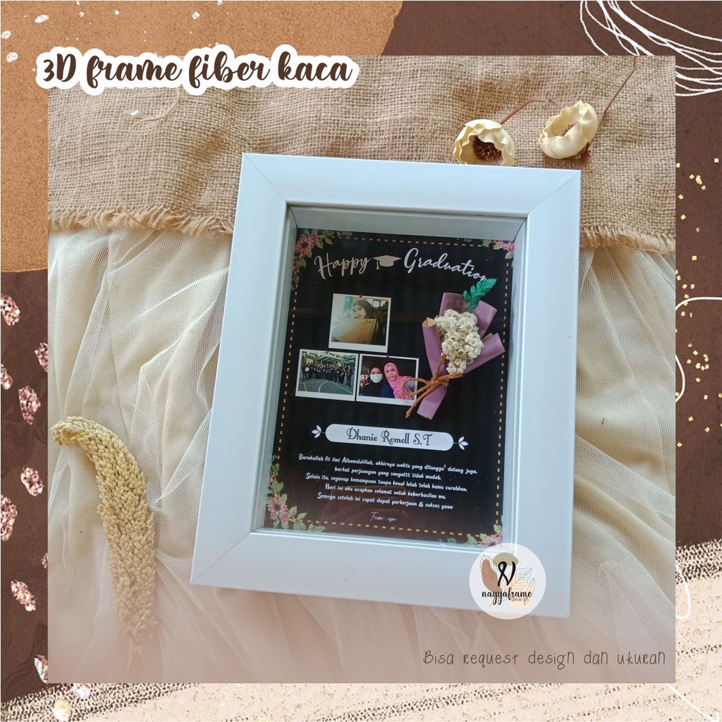 Jual 3D Fiber 15X20cm kaca / KADO FRAME 3D/ edelwiess in frame / pigura ...